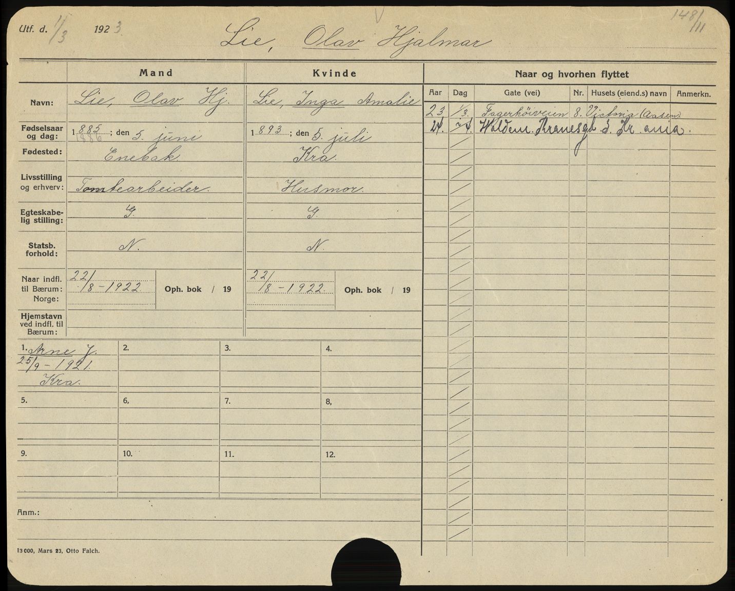 Skanna materiale: Bærum folkeregister, AV/SAO-A-10504/F/Fa/L0005 ...