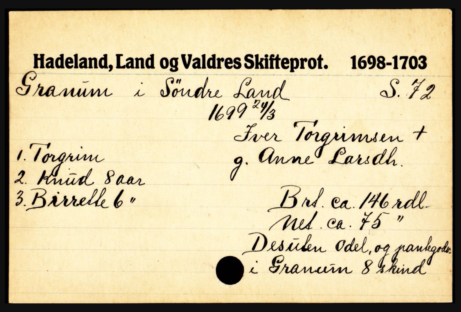 Skiftemateriale: Hadeland og Land tingrett, AV/SAH-TING-010/J, 1659 ...